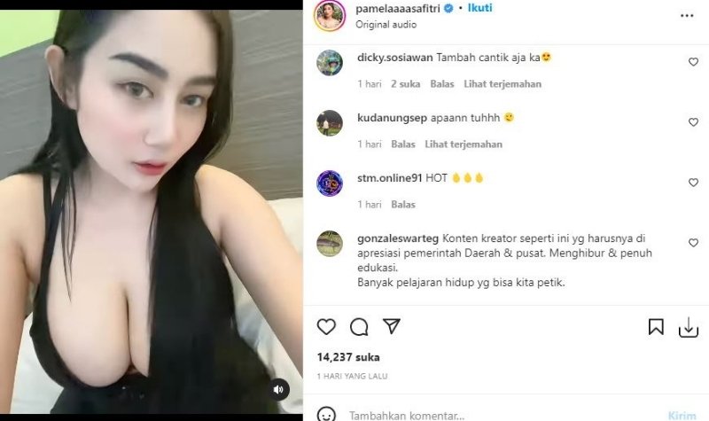 Pamela Safitri Unggah Video Seksi, Bikin Lelaki Puyeng